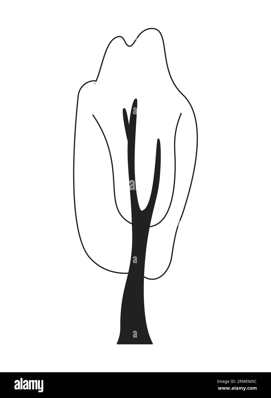 Tree trunk and branches monochrome flat vector object Stock Vector ...