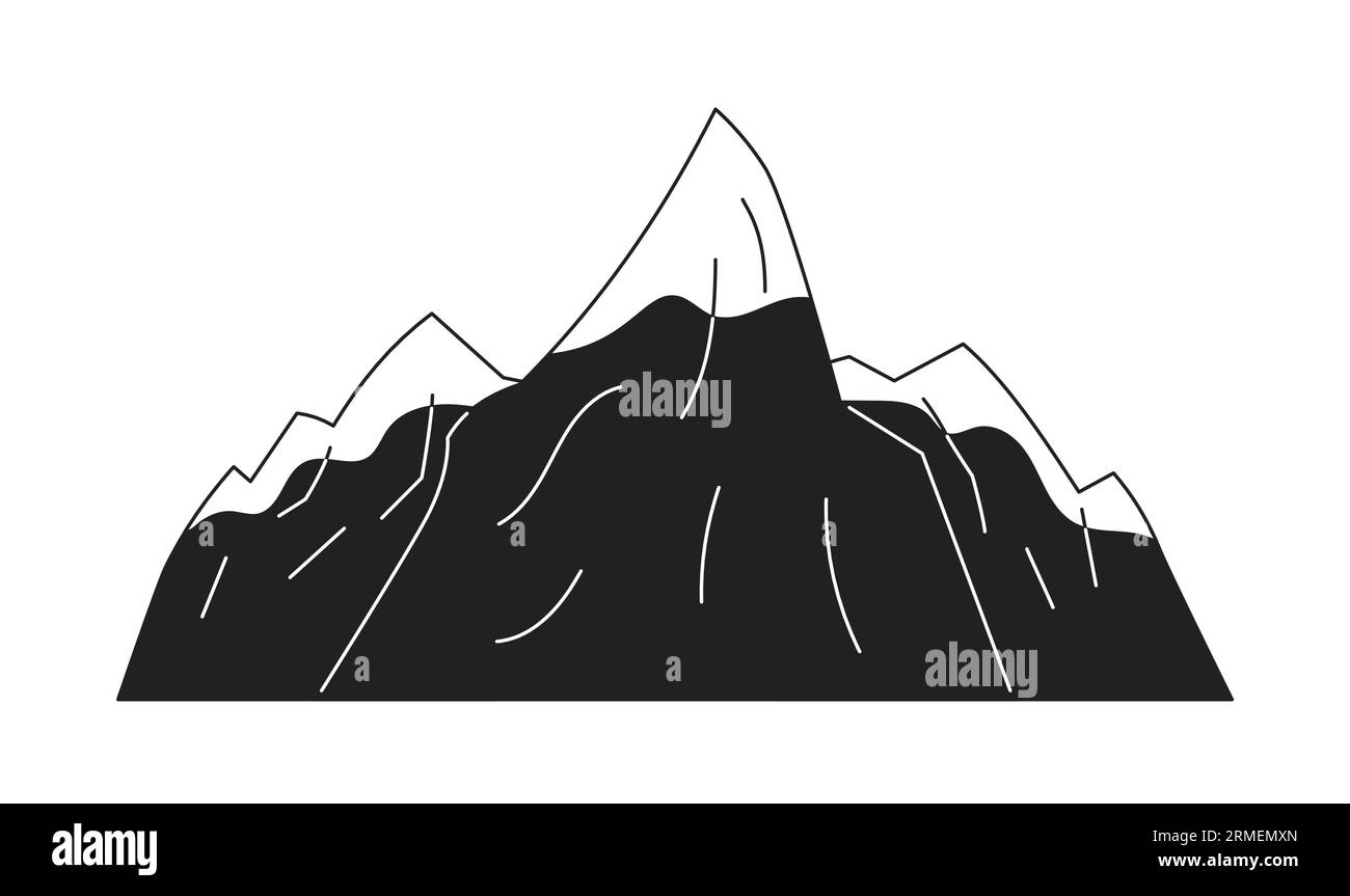 Snow covered mountain monochrome flat vector object Stock Vector Image ...