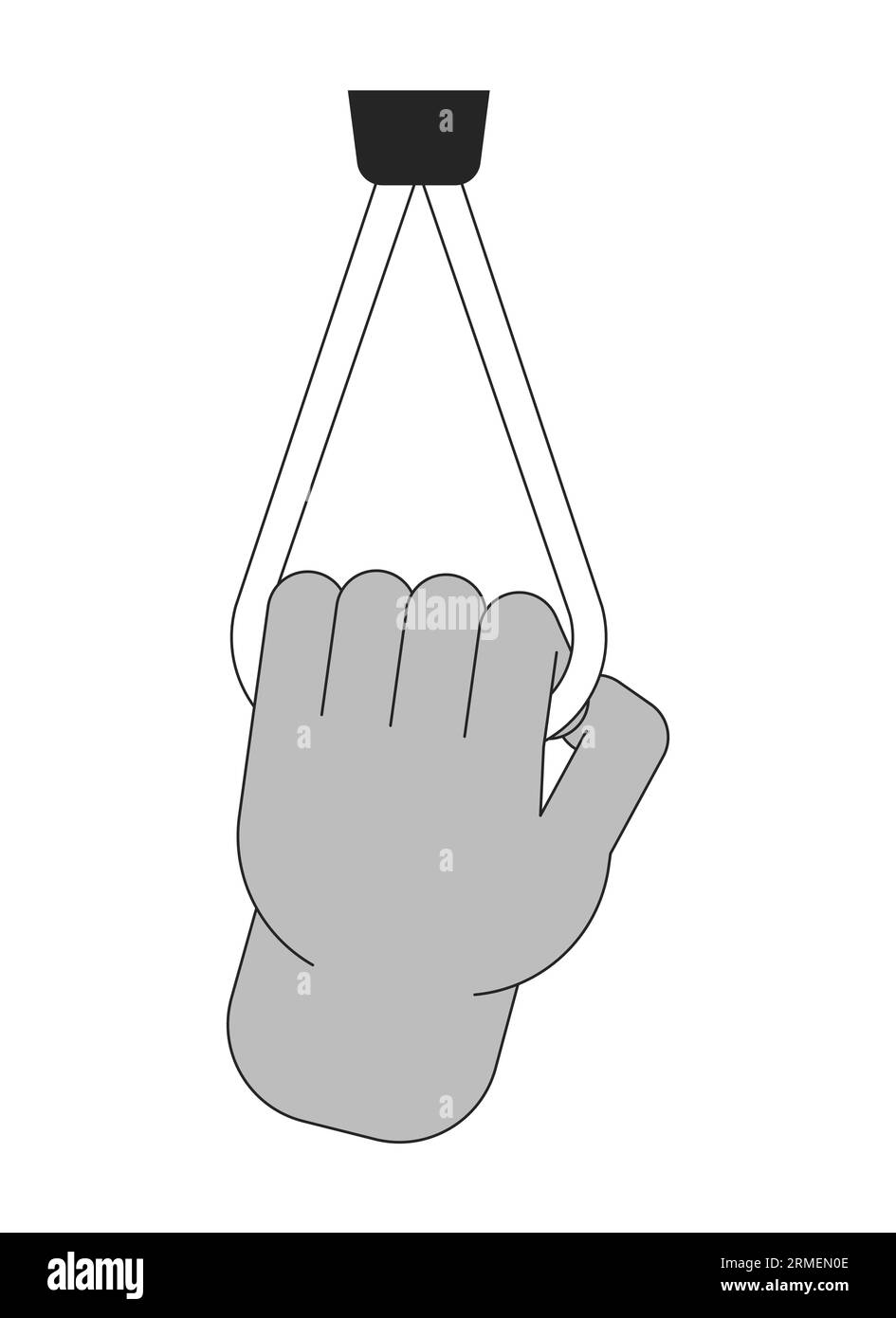 Holding handrail in public transport bw concept vector spot ...