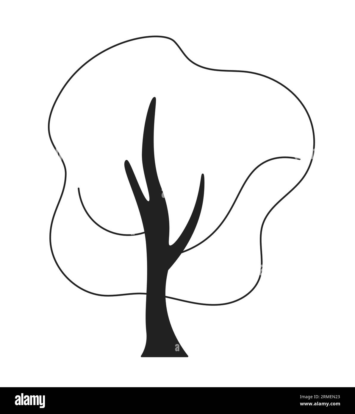 Tree Monochrome Flat Vector Object Stock Vector Image And Art Alamy