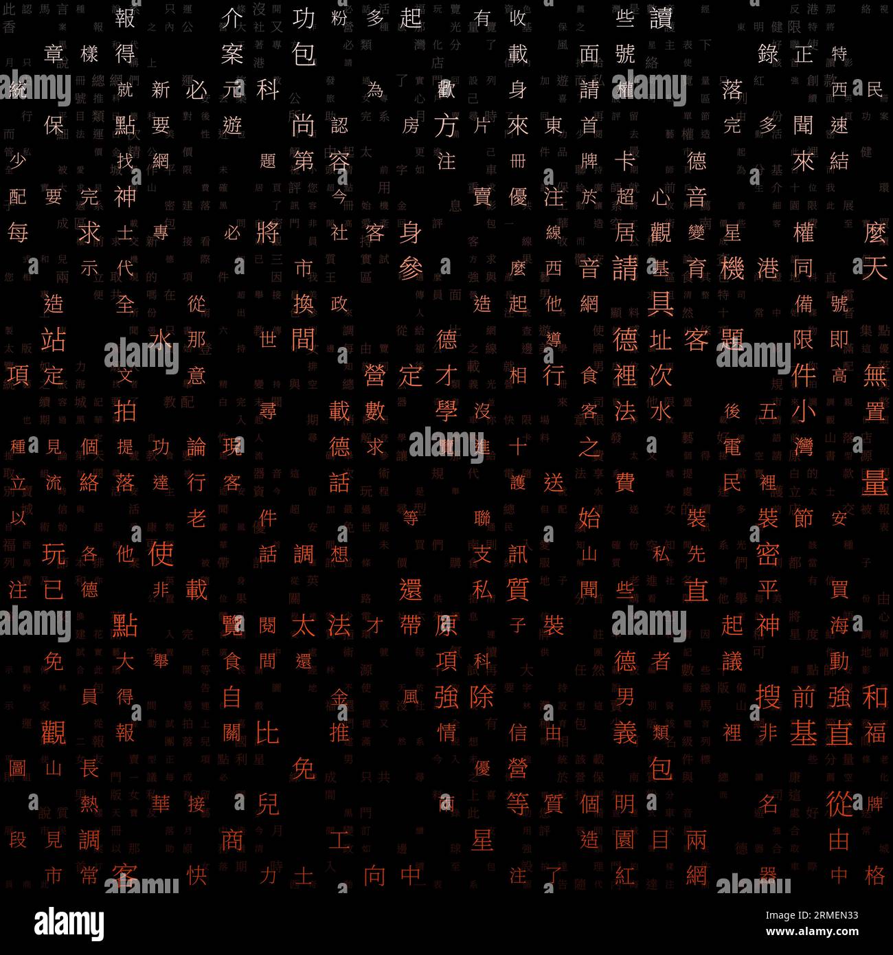 Letters Matrix Background featuring random characters of the Chinese Simplified Alphabet (Hong ...