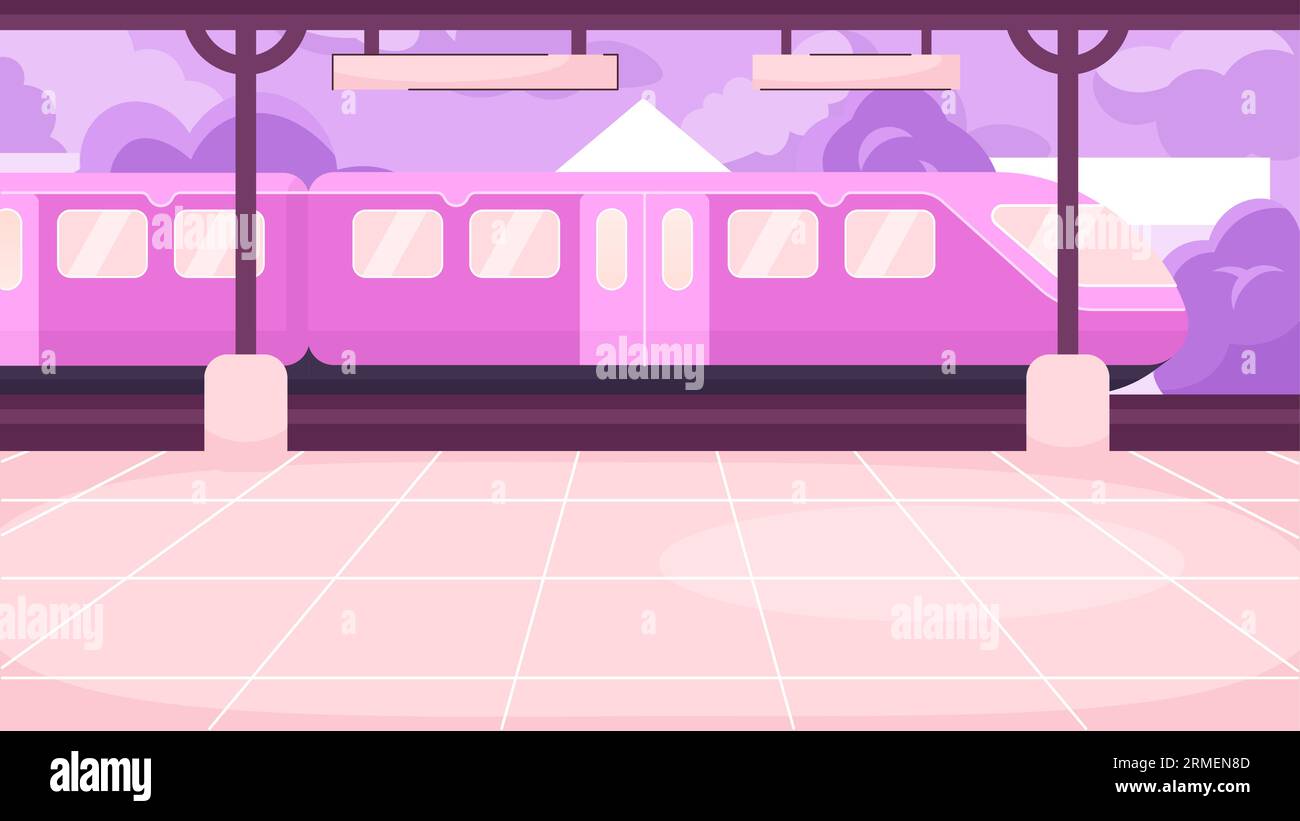Platform train station cute kawaii lo fi background Stock Vector Image ... Platform train station cute kawaii lo fi background Stock Vector Image ...