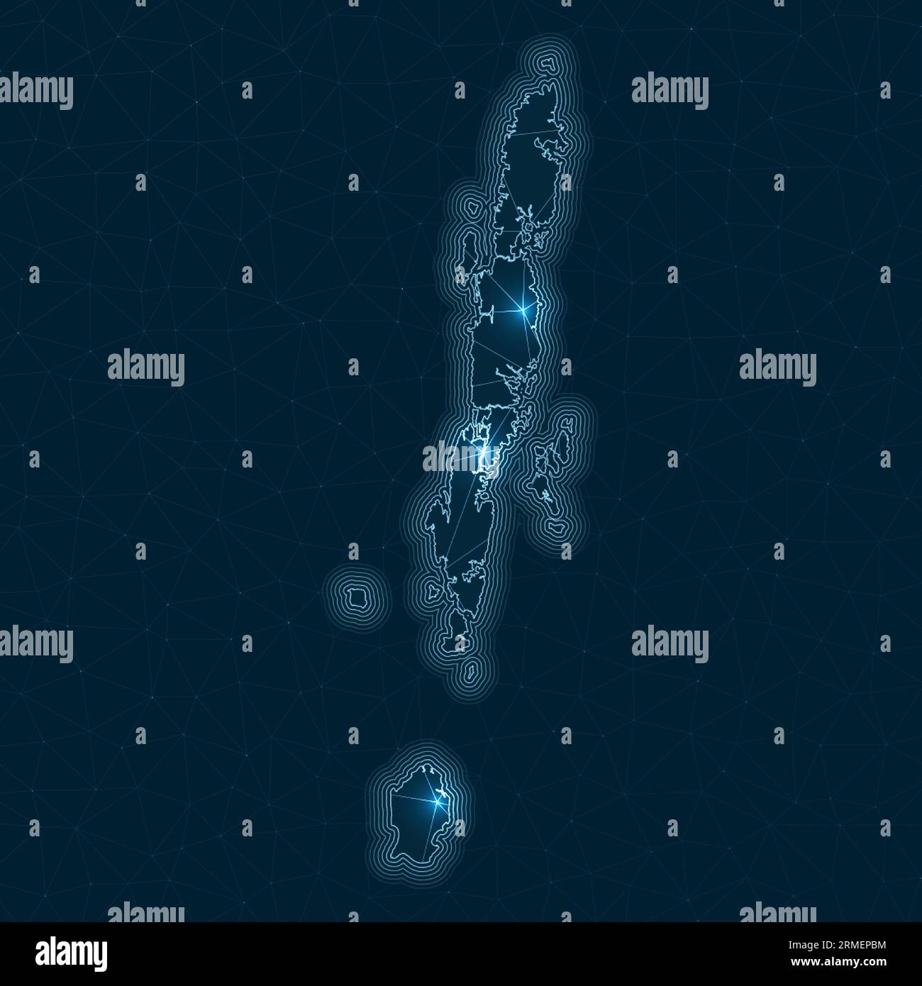 Andaman Islands network map. Abstract geometric map of the island ...