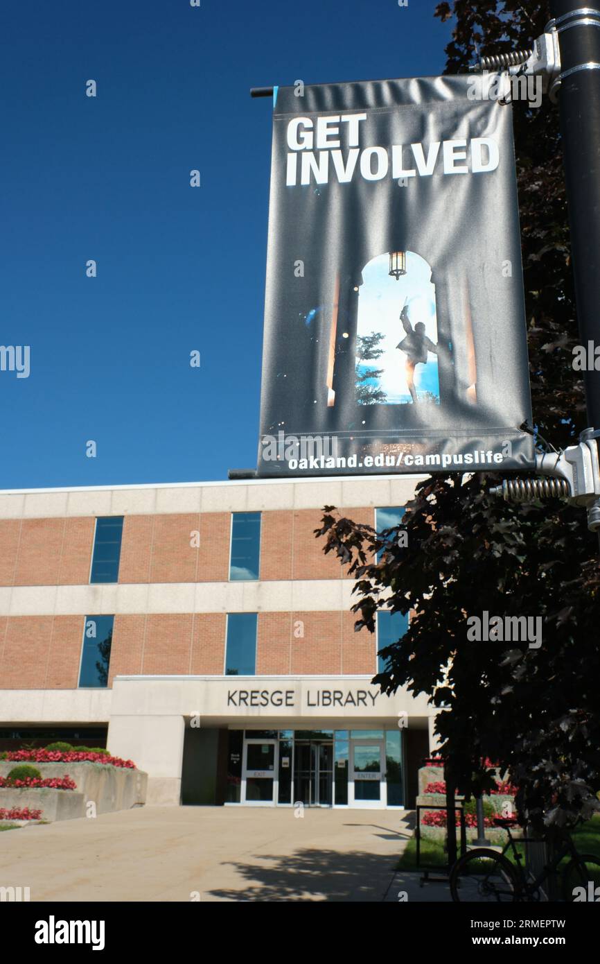Motivational banner reading Get Involved, in front of the Kresge ...