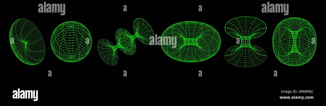Retro futuristic abstract wireframe shapes. Vector set of geometric 3d ... Retro futuristic abstract wireframe shapes. Vector set of geometric 3d ...