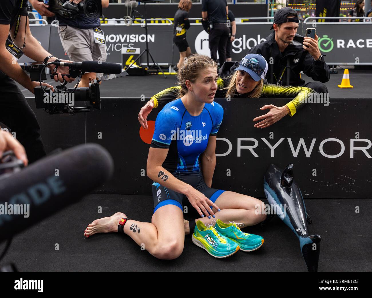 Kate Waugh after the women's race during the 2023 Super League ...