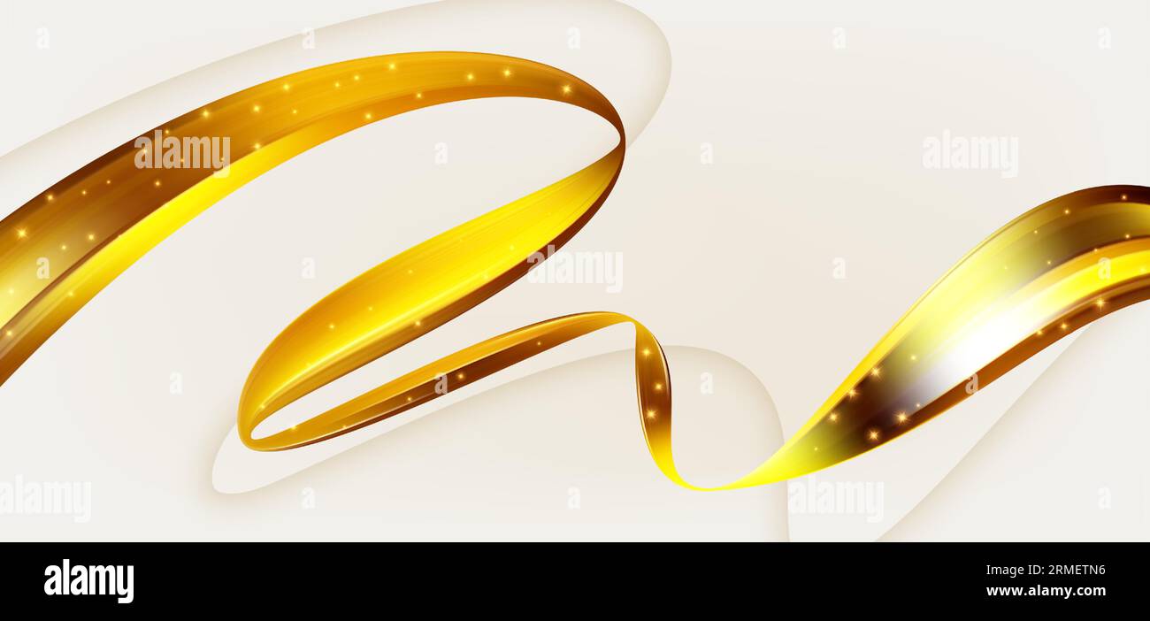 Abstract gold ribbon. Yellow metallic swirl line. Luxury flow Stock ...