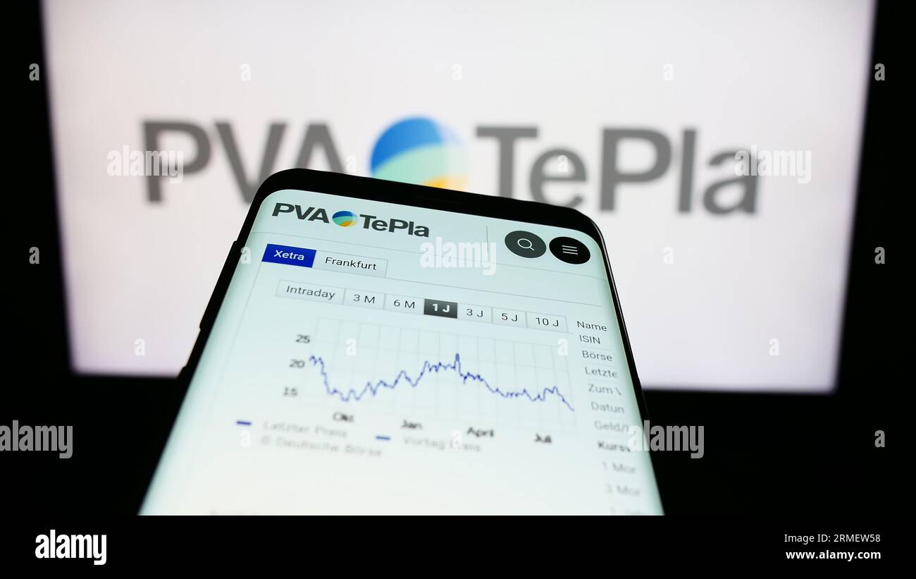 Mobile phone with website of German technology company PVA TePla AG on ...