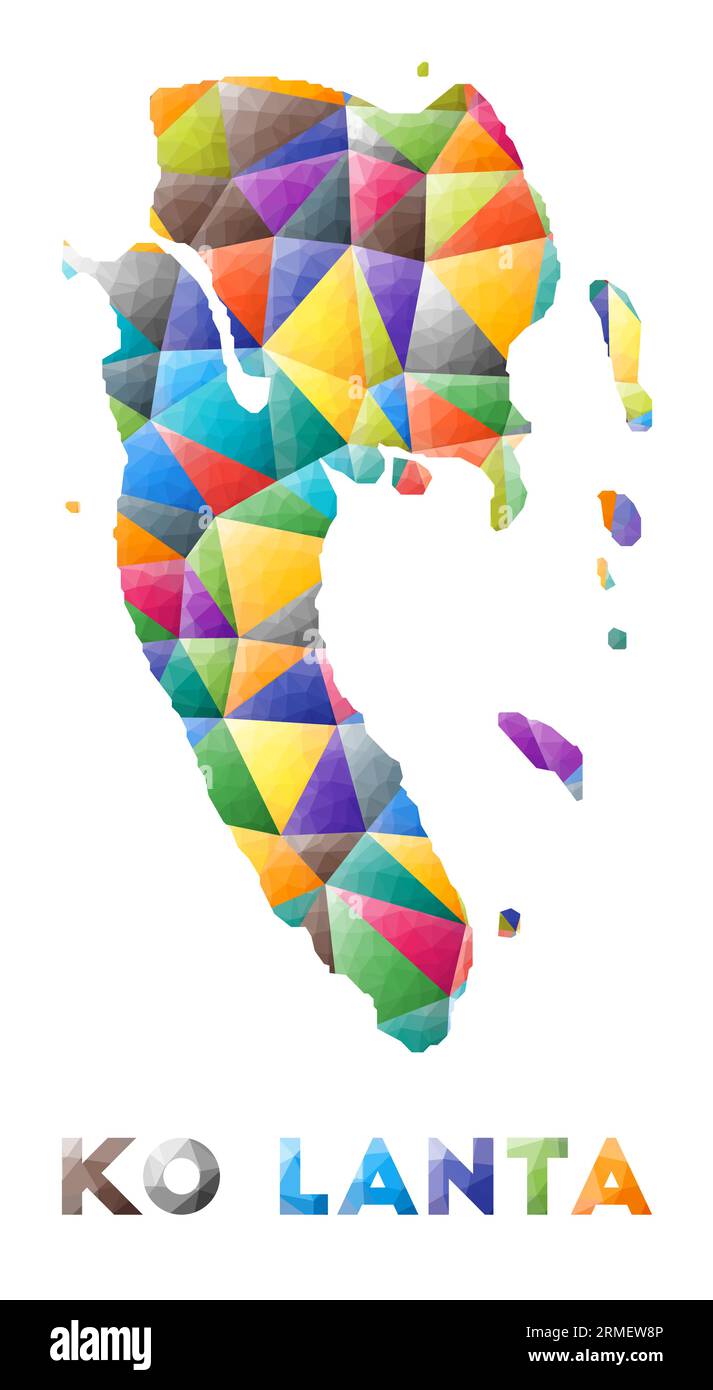Ko Lanta - colorful low poly island shape. Multicolor geometric ...