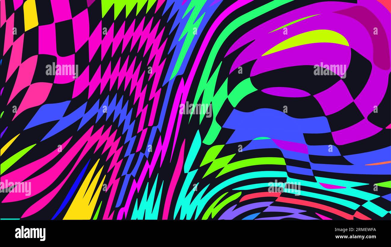 Distorted twisted checkered background. Trippy strip psychedelic ...