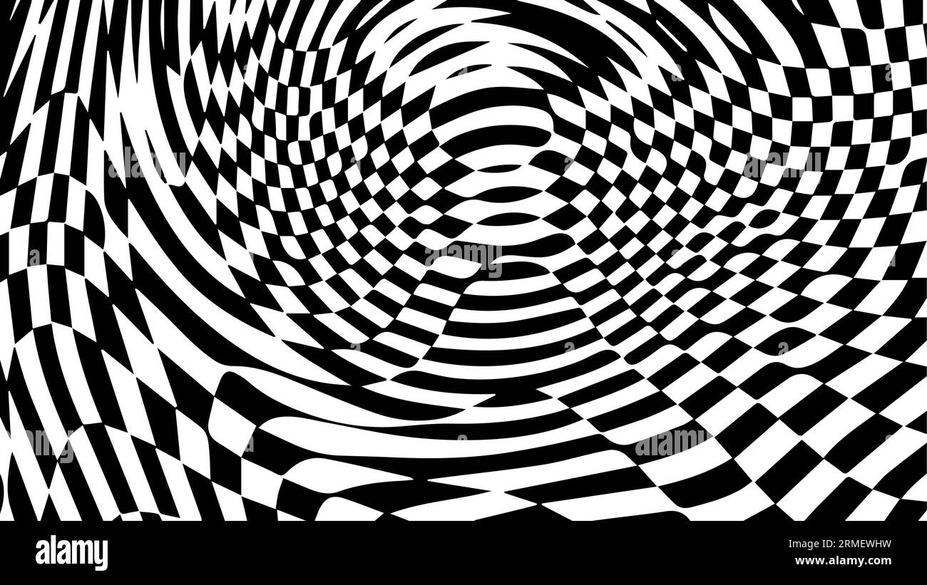 Black and white chess wave pattern. Checker board swirl background ...