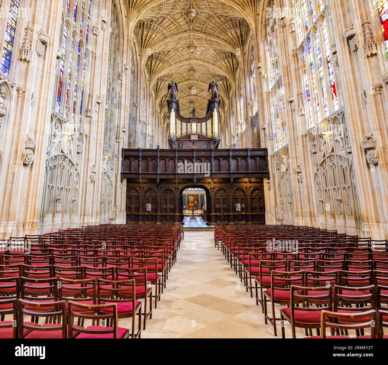 Cambridge, UK - May 22, 2023: wooden portico inside of King's college ...