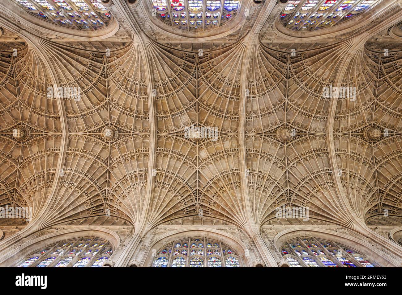 Cambridge, UK - May 22, 2023: Ceiling of King's college chapel in the ...