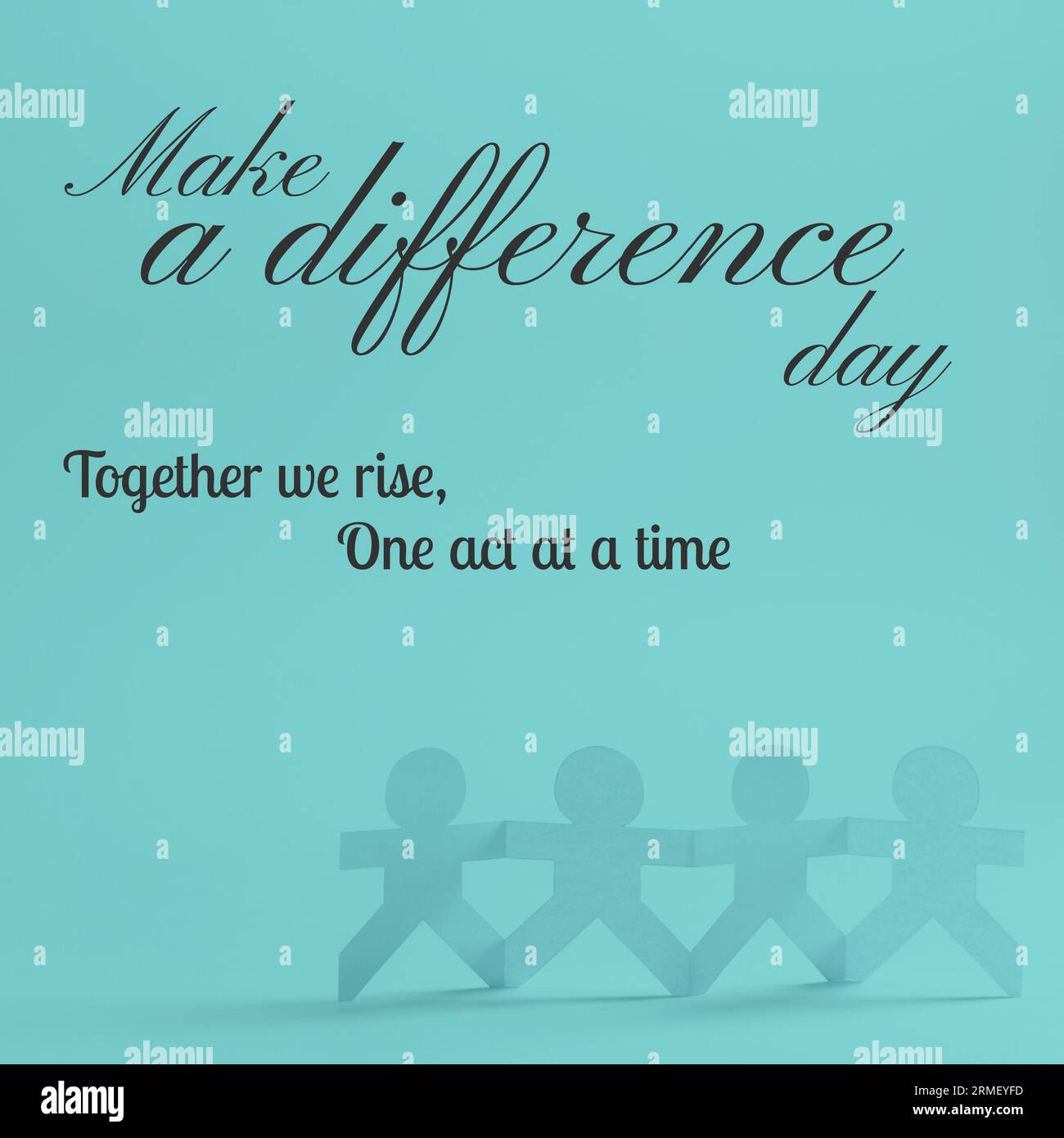 Illustration of make a difference day, together we rise, one act at a time text on blue ...