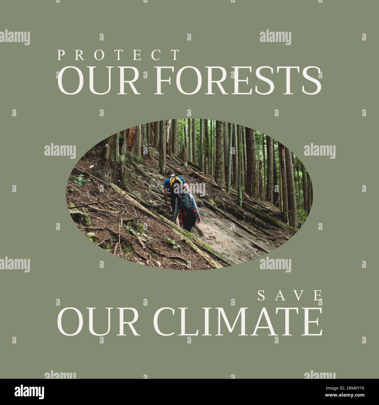 Composite of protect our forests and save our climate text and ...