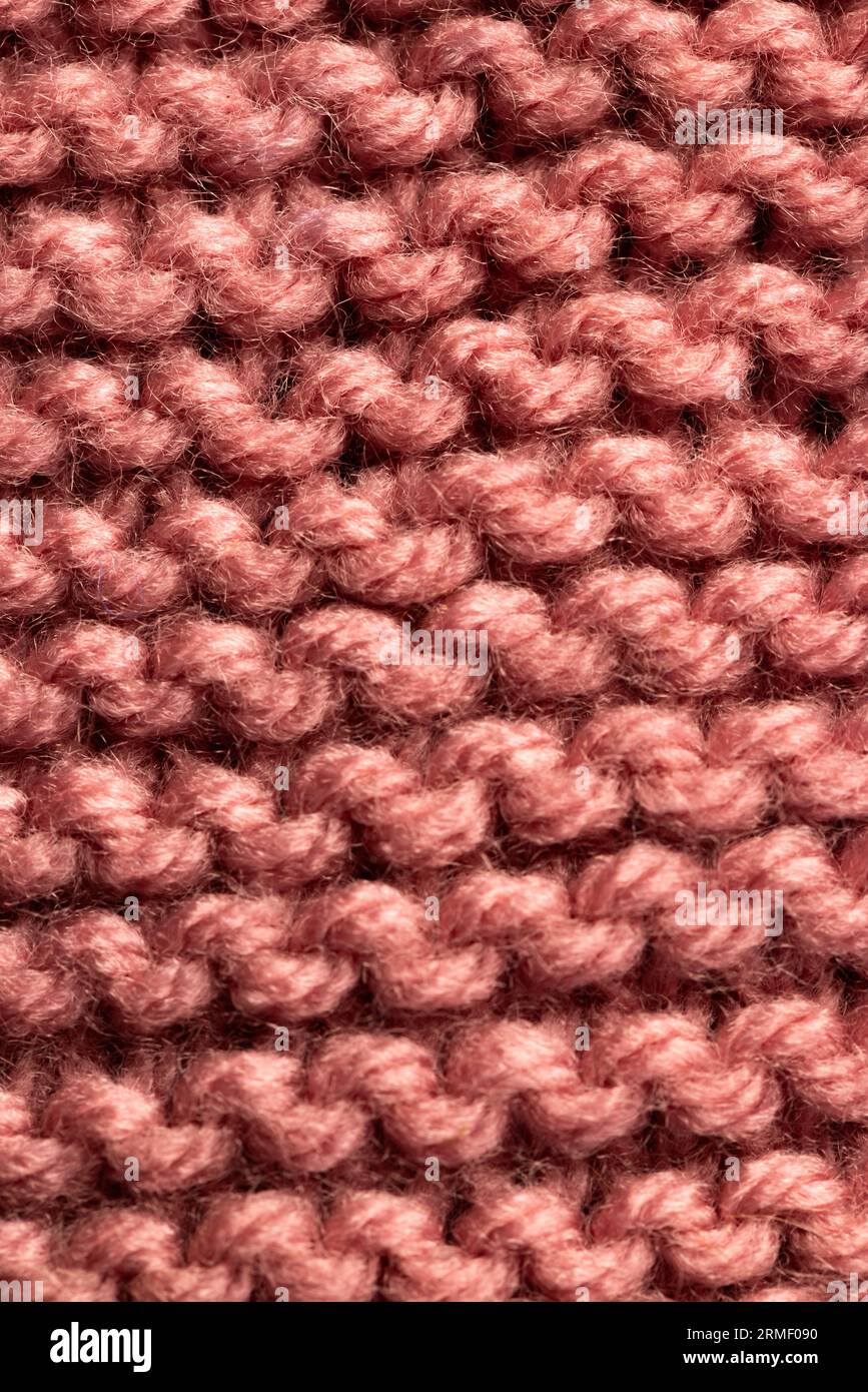 Micro close up of pink wooly crochet fabric with copy space Stock Photo ...