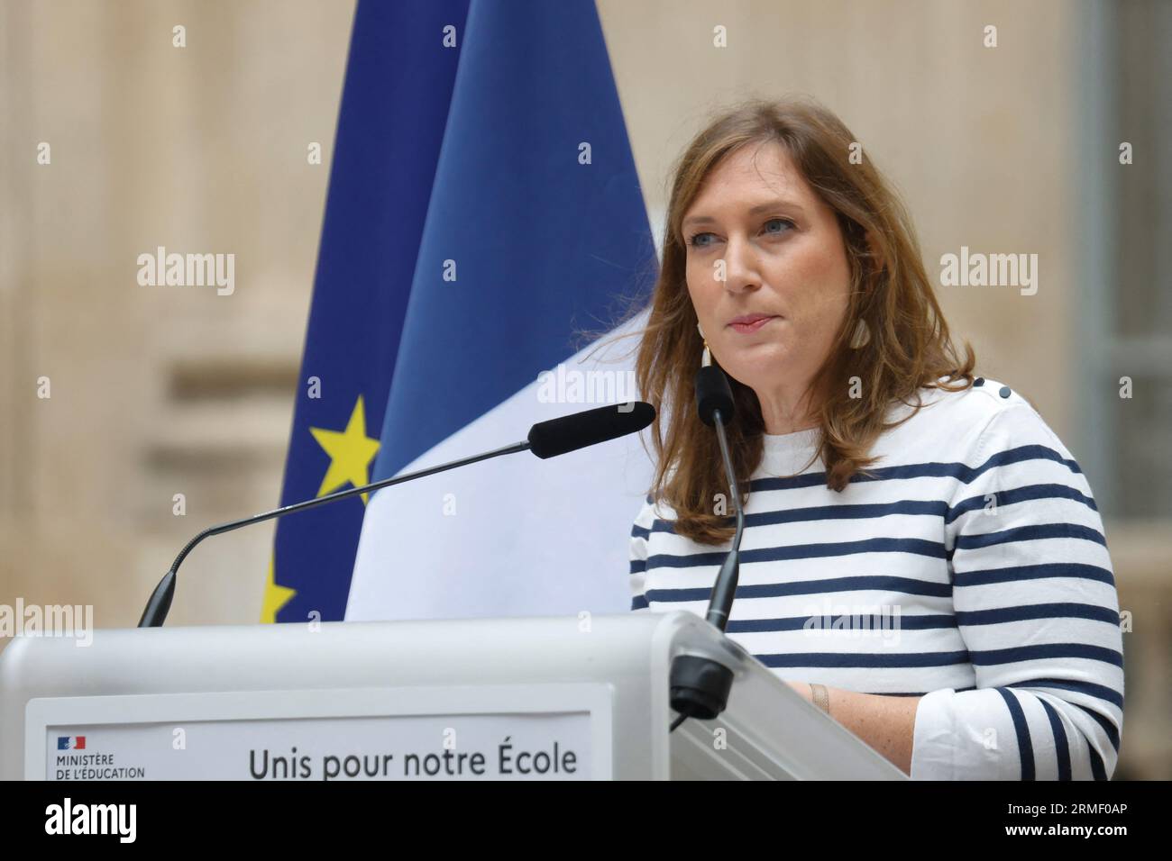 Paris, France. 28th Aug, 2023. Junior Minister for the Education and ...
