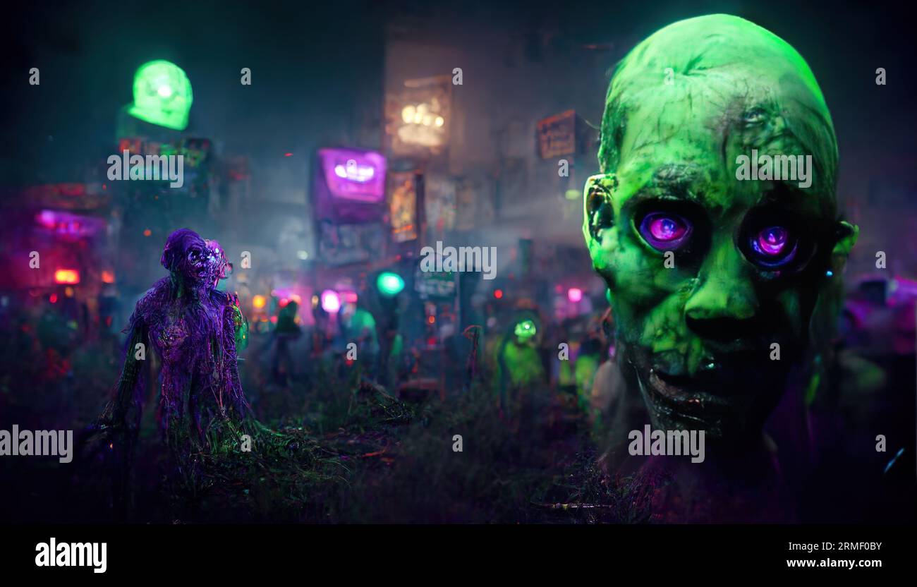 Green zombie. AI generated background Stock Photo - Alamy