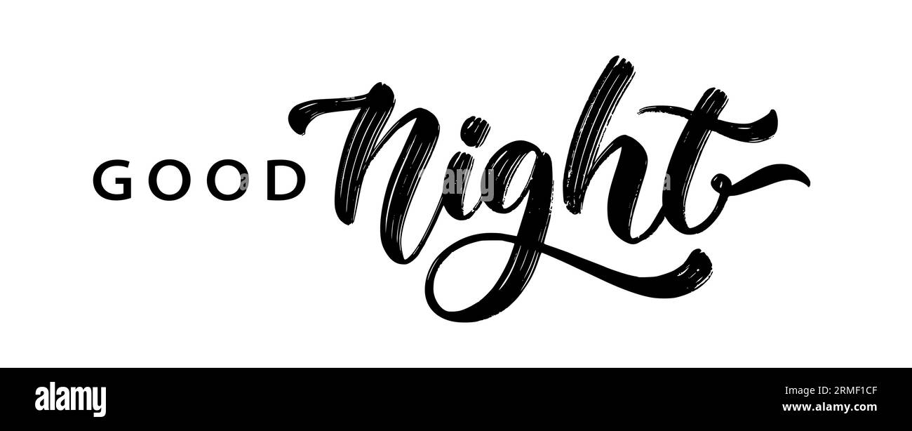 GOOD NIGHT. Sleep quote Goodnight. Brush Calligraphy text Good night ...