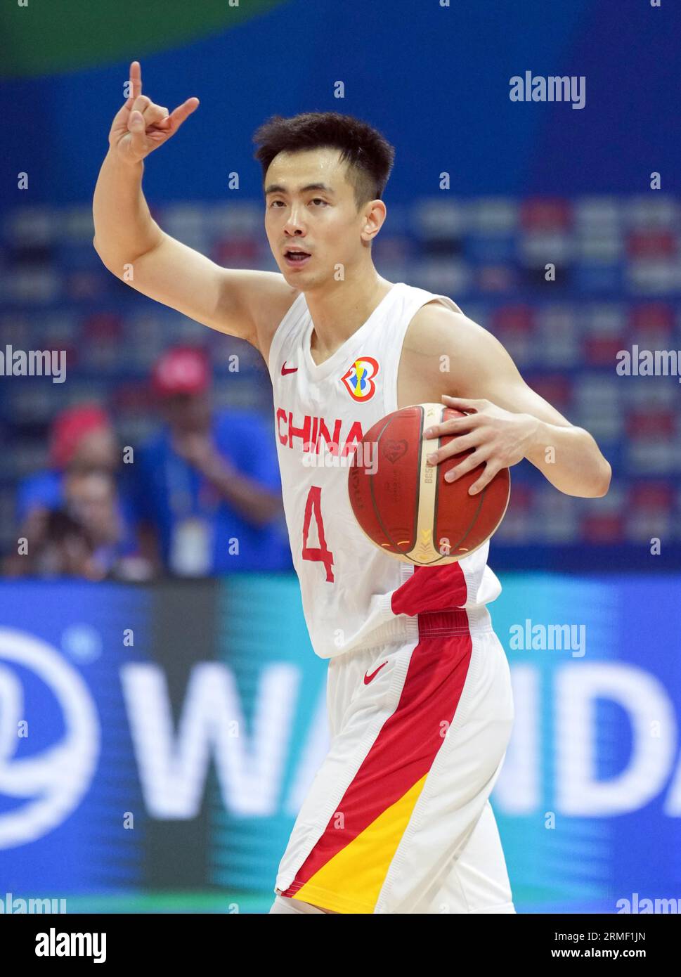 Manila, Philippines. 28th Aug, 2023. China's Zhao Jiwei gestures during ...