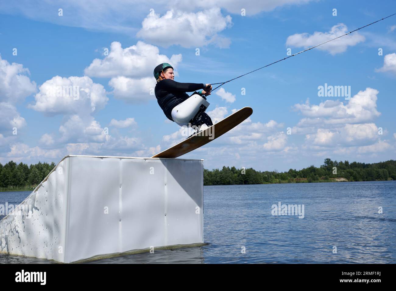 Action portrait of teenager with disability enjoying fast speed ...