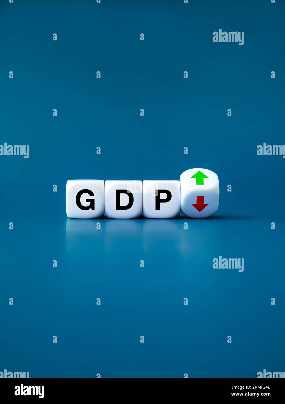 GDP business concept. Word "GDP" Gross domestic product on white cube ...