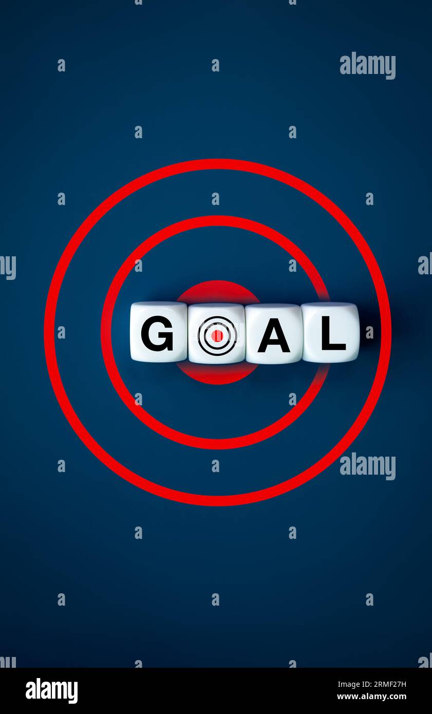 Business goals and success concept. Text "GOAL" on white cube blocks on ...