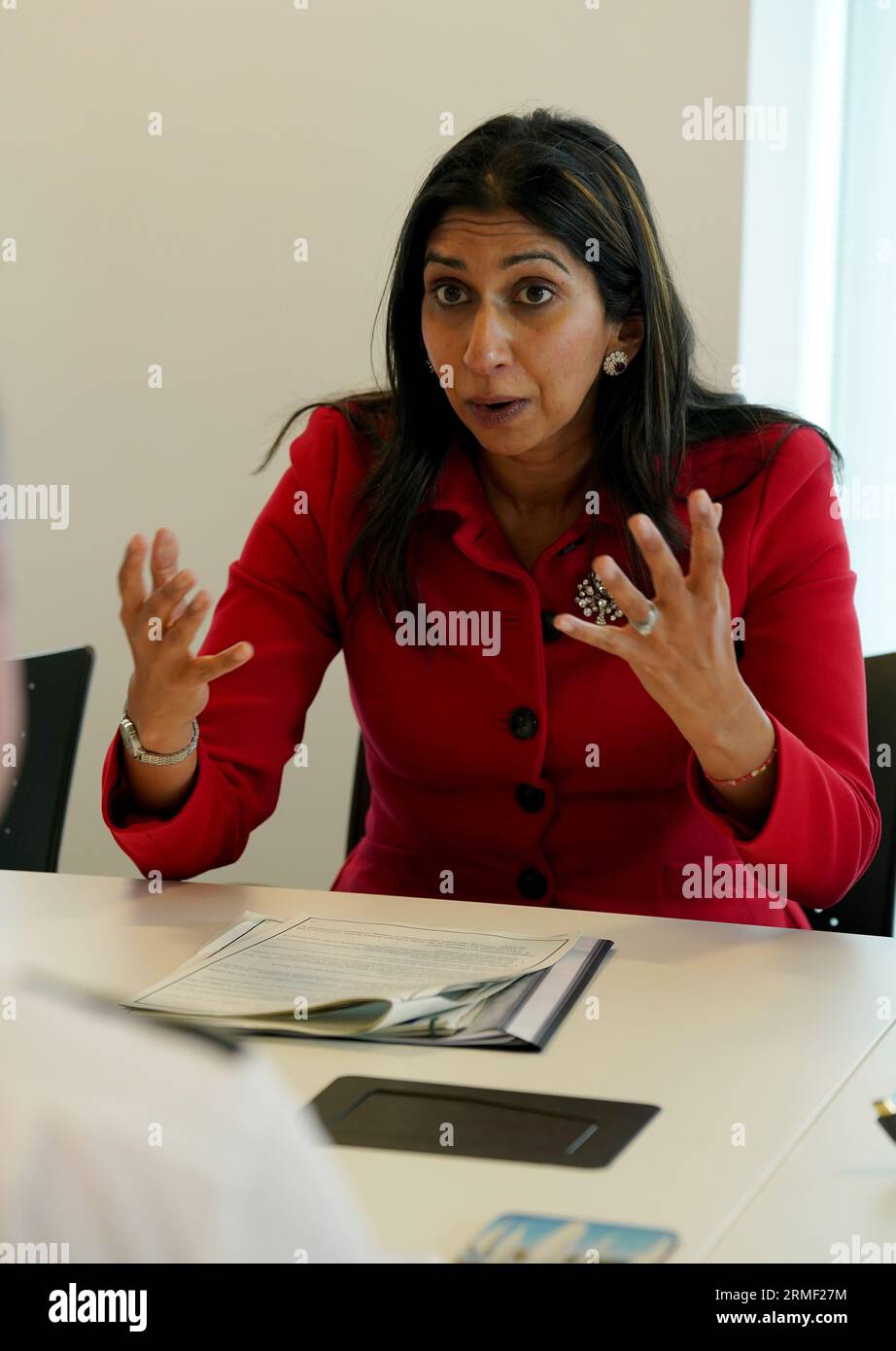 Home Secretary Suella Braverman during a visit to Greater Manchester ...