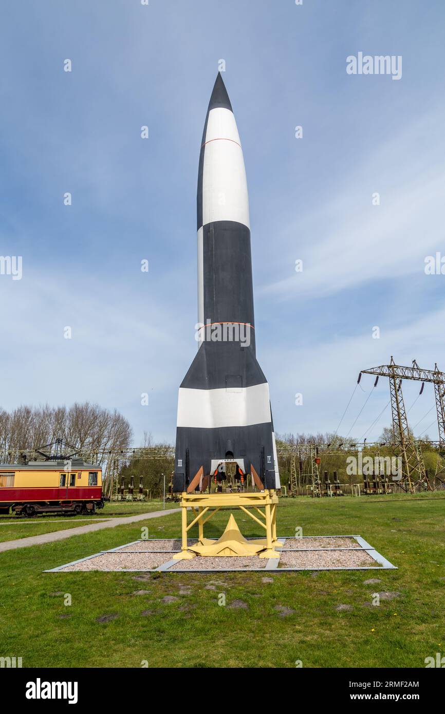 Peenemuende, Germany - April 17, 2014: German WW2 V2 rocket in ...