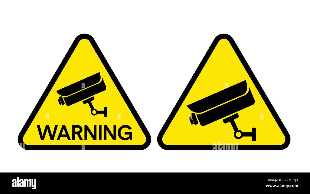 Surveillance camera warning sign in operation. Vector isolated ...