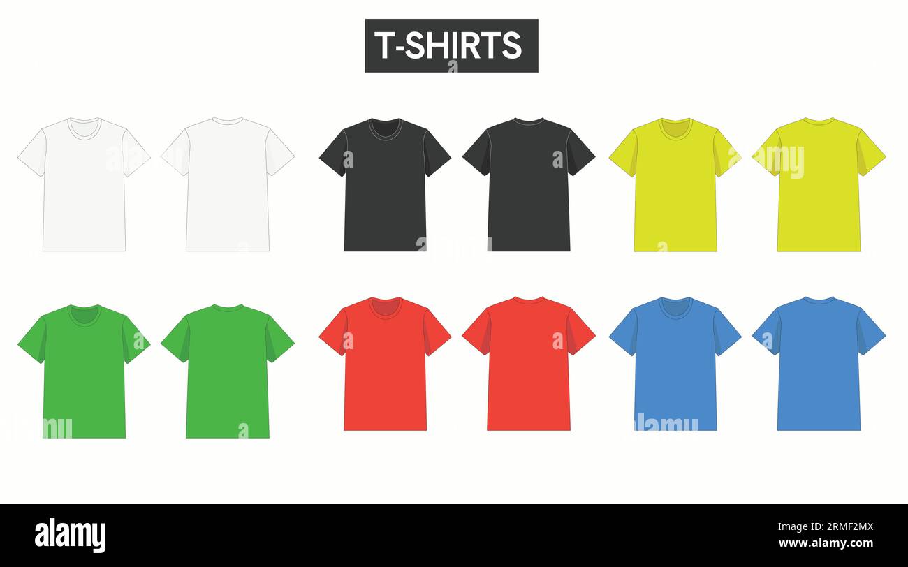 Vector Illustrations of Different Color T Shirts Isolated Stock Vector ...