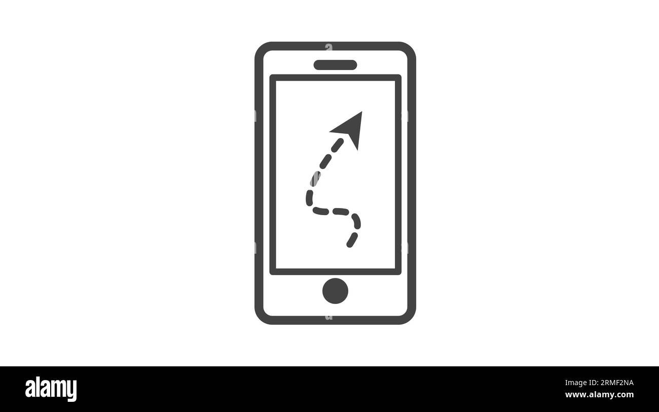 Smartphone and a navigation sign. Vector isolated editable flat mobile ...
