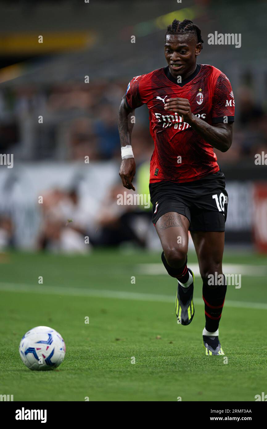Rafael Leao of AC Milan in action during the Serie A football match ...