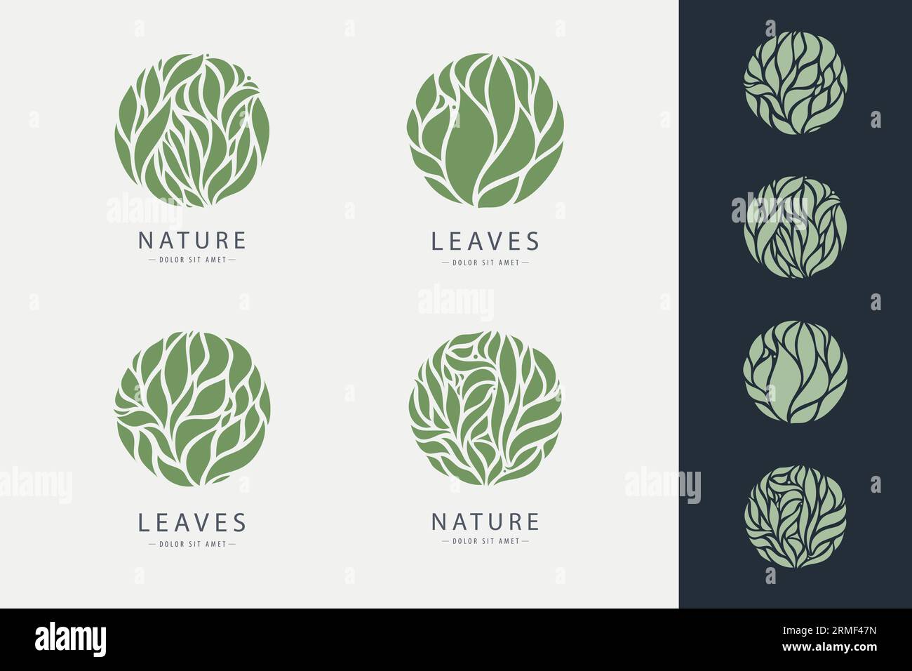 Vector set of leaf circle logos, green, nature abstract icons. Ogranic ...