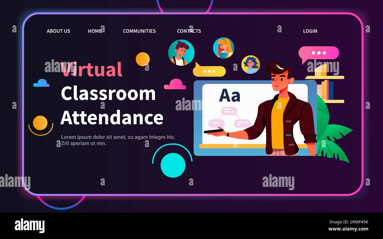 student in virtual classroom using smart interactive board virtual ...