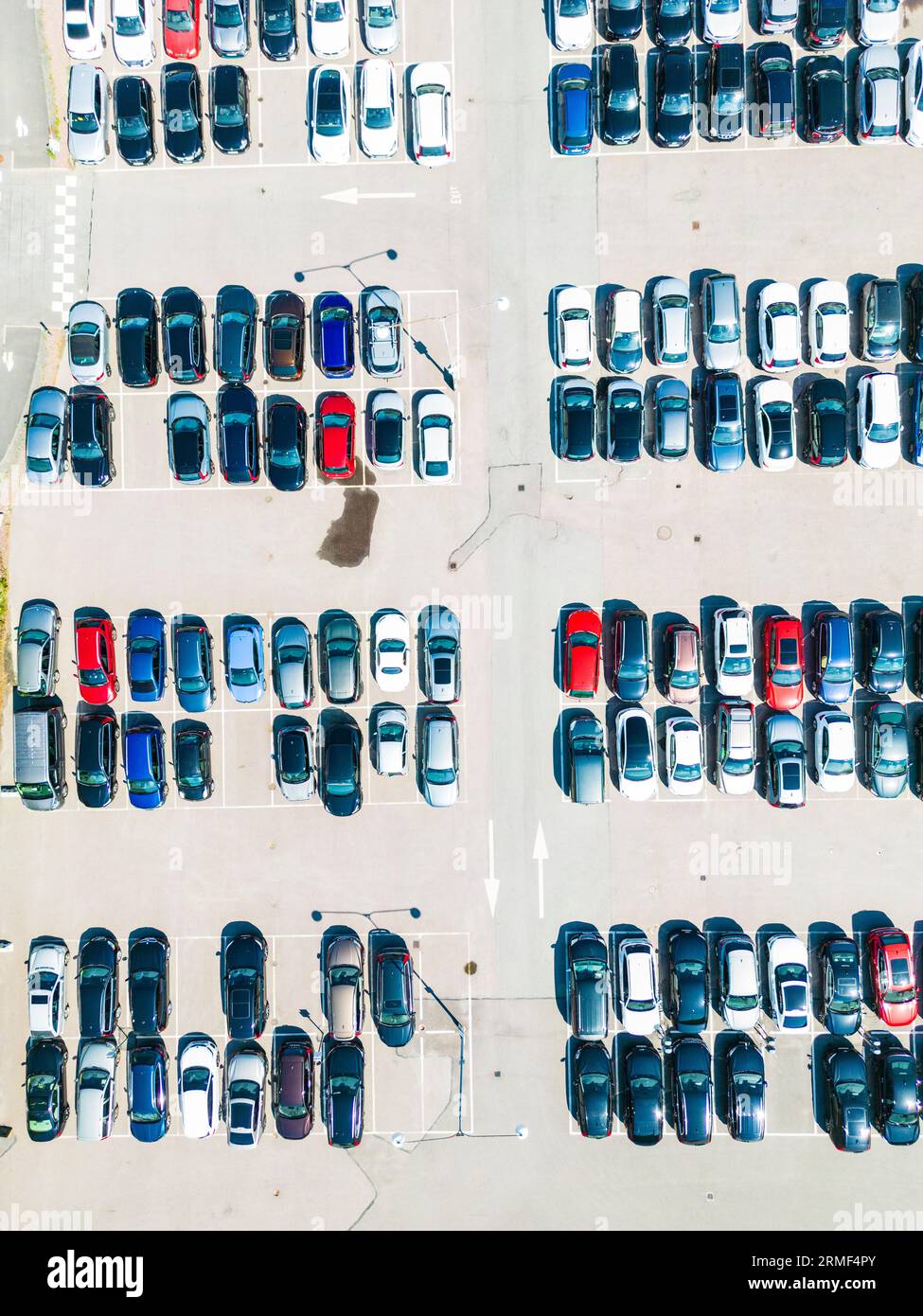 Aerial view of cars parked at parking Stock Photo - Alamy
