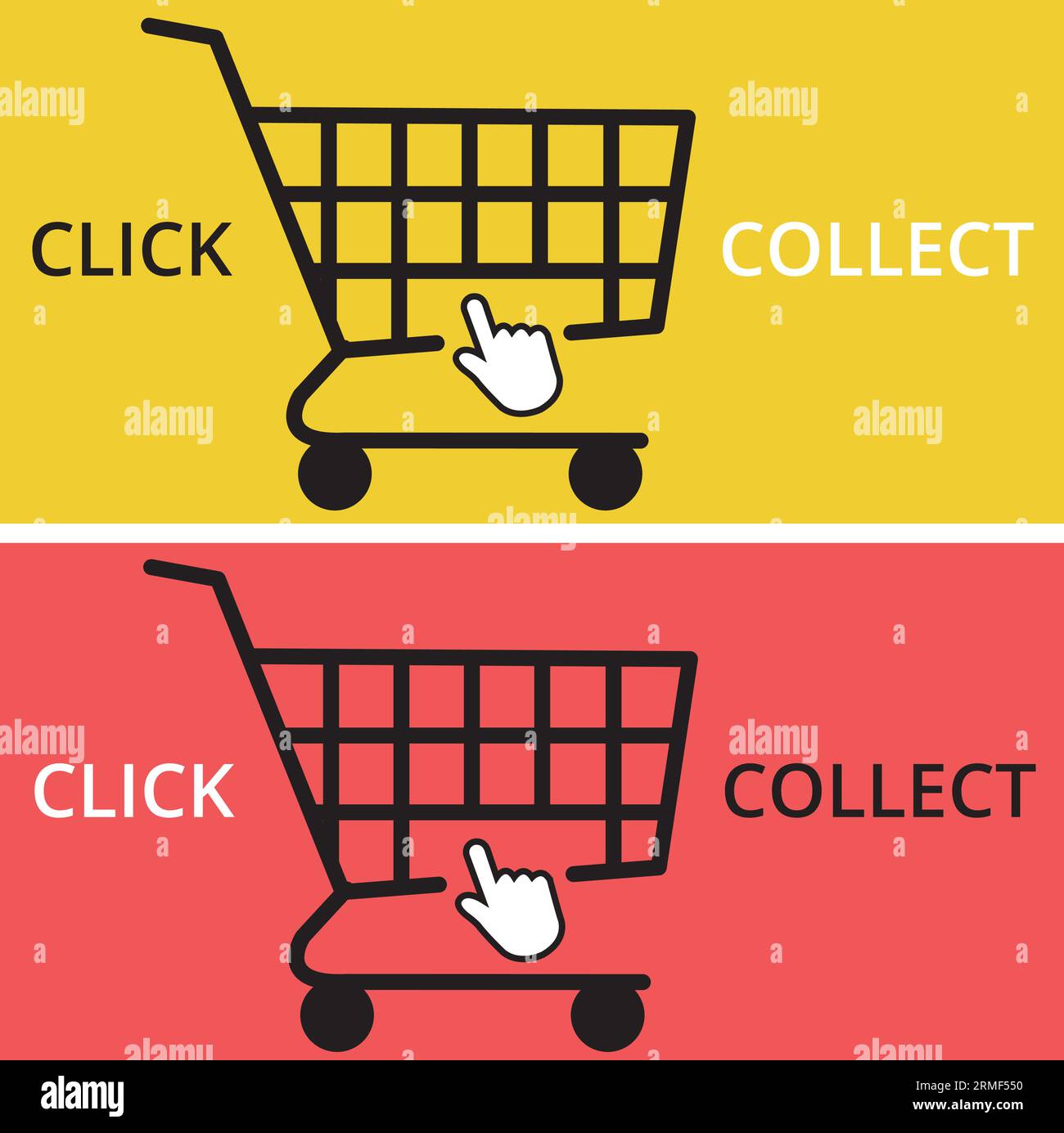 Click and collect banners on a white background with copy space Stock ...