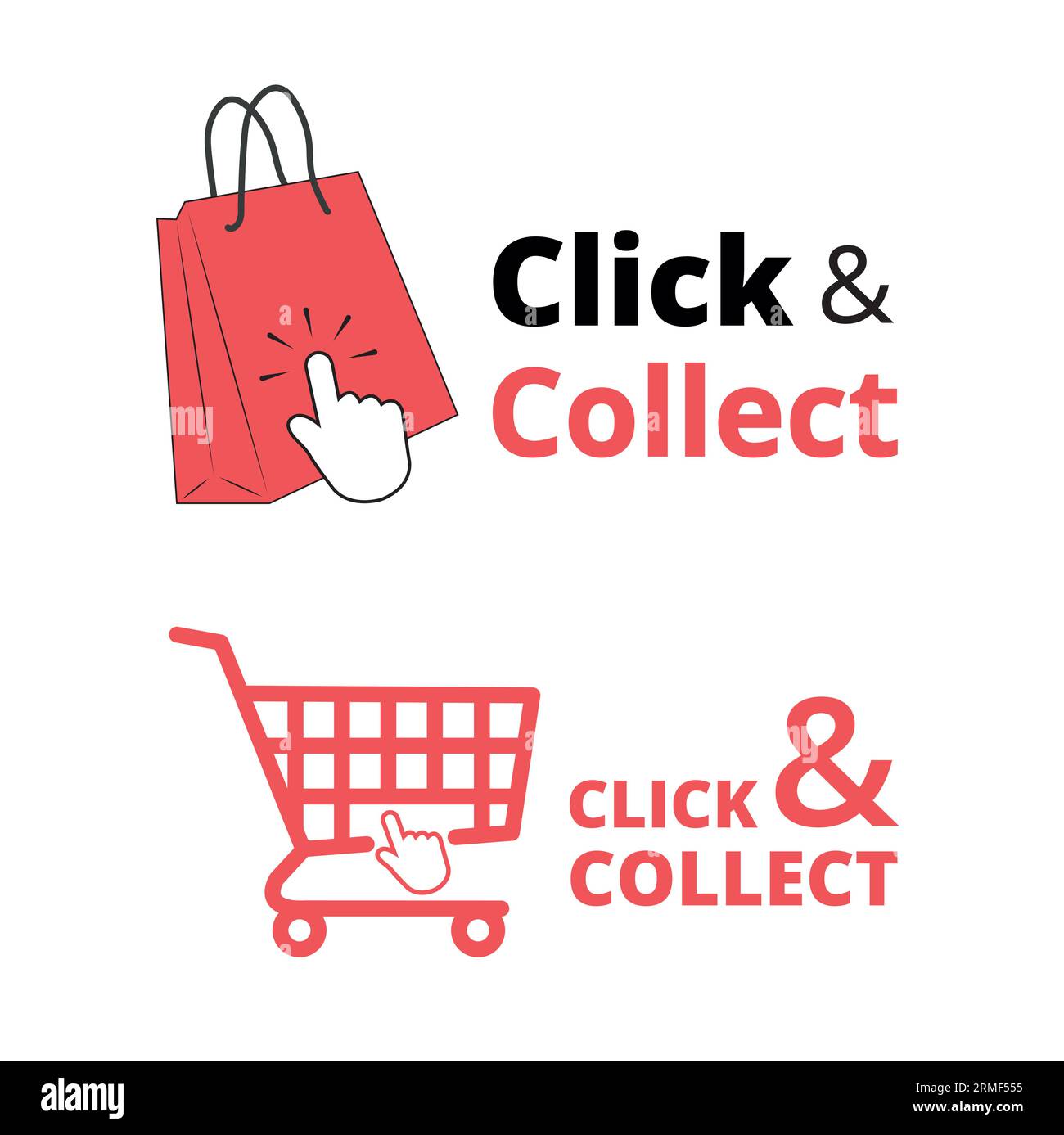 Click and collect banners on a white background with copy space Stock ...