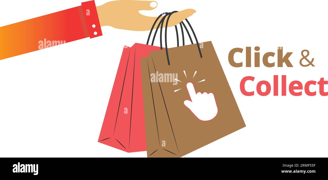 Click and collect banners on a white background with copy space Stock ...