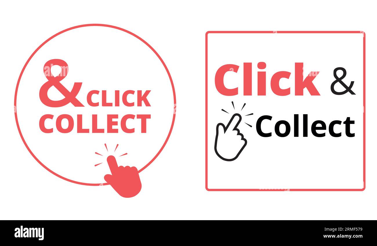 Click and collect banners on a white background with copy space Stock ...