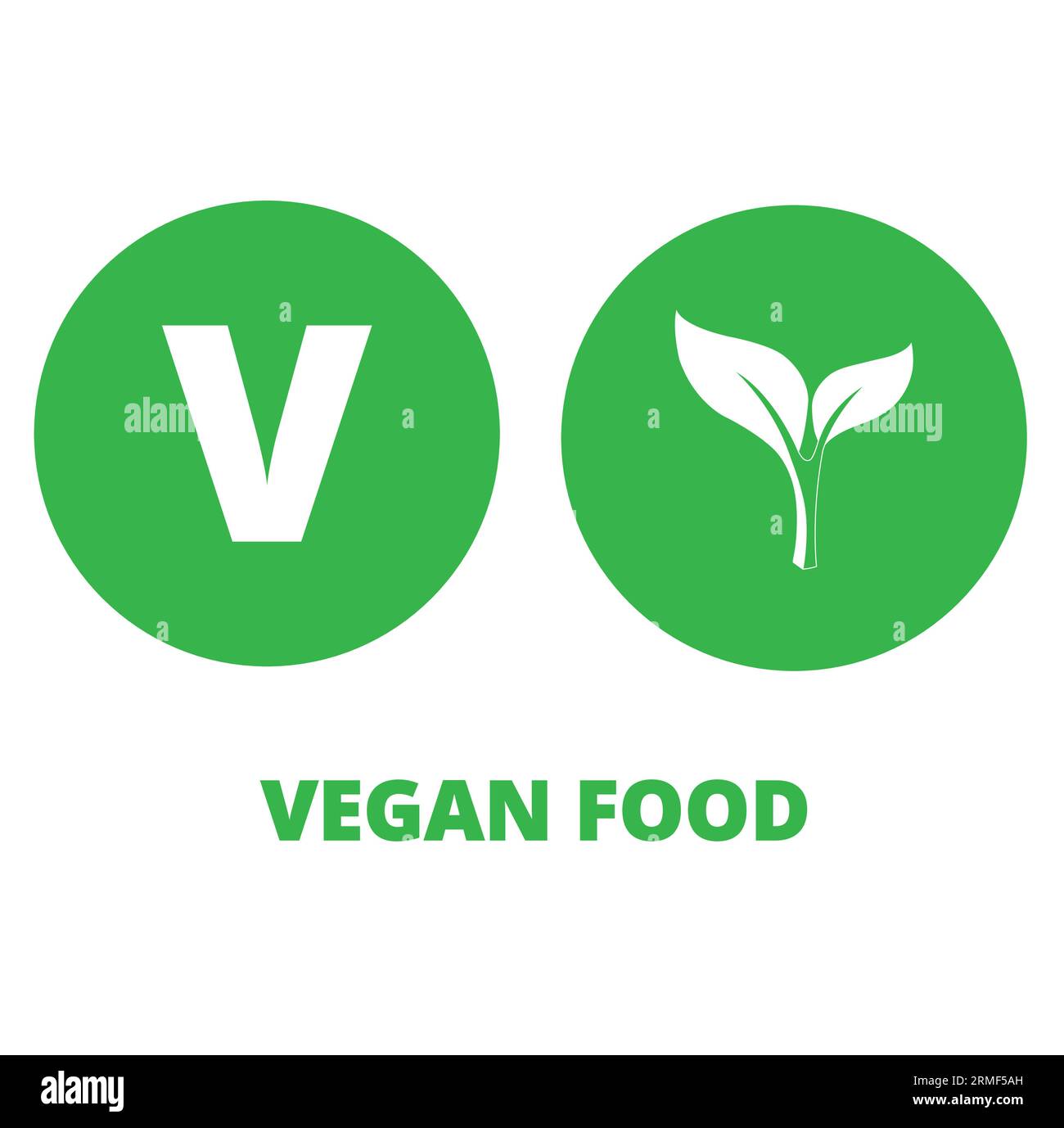 Green Vegan Food Seals On A White Background With Copy Space Stock