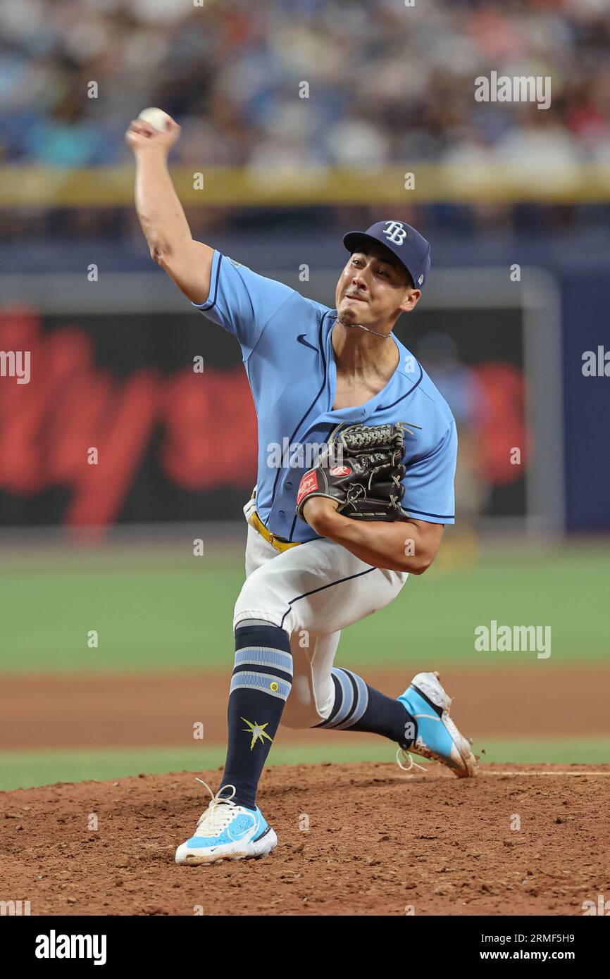 St. Petersburg, FL USA; Tampa Bay Rays relief pitcher Robert Stephenson ...