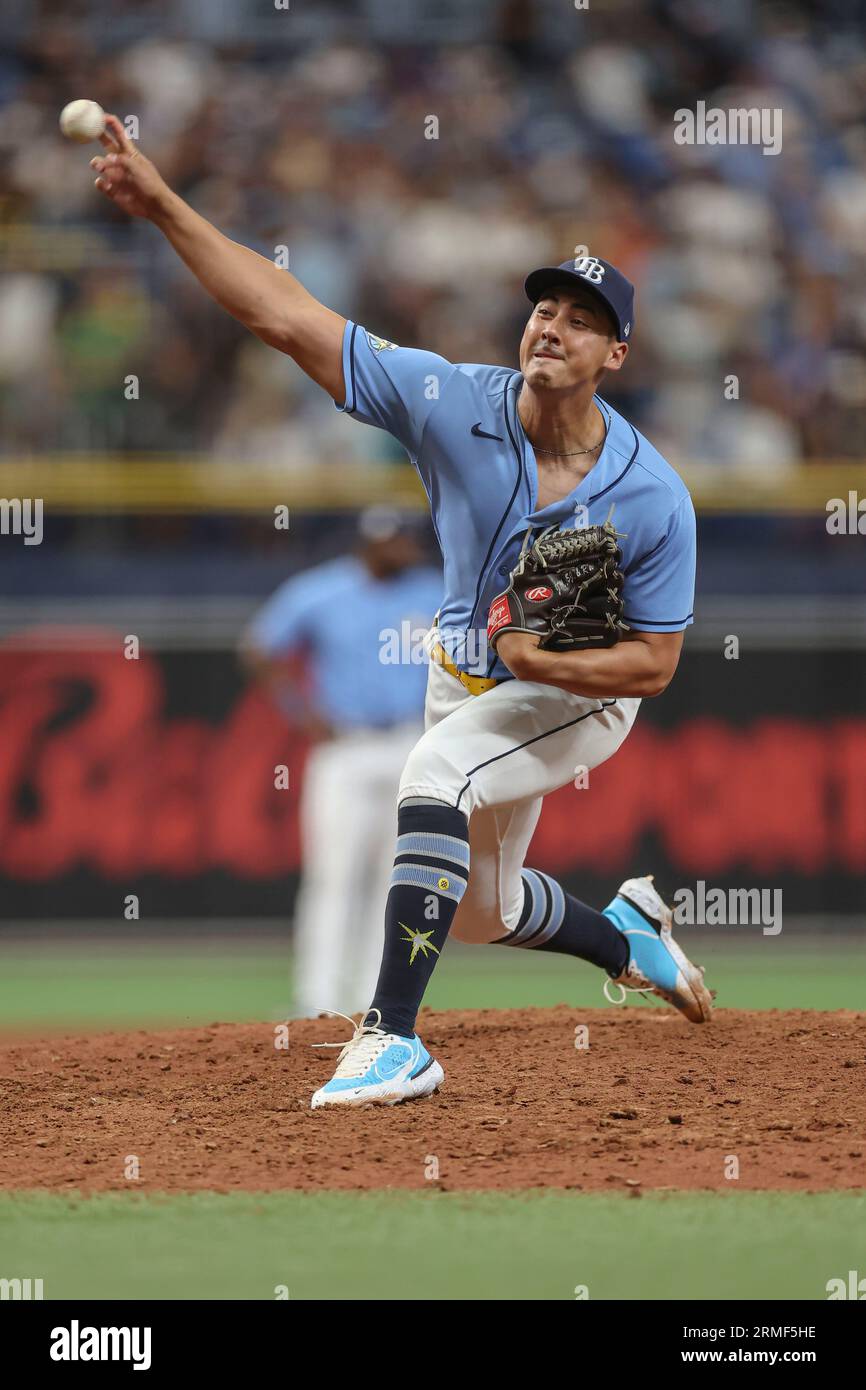 St. Petersburg, FL USA; Tampa Bay Rays relief pitcher Robert Stephenson ...