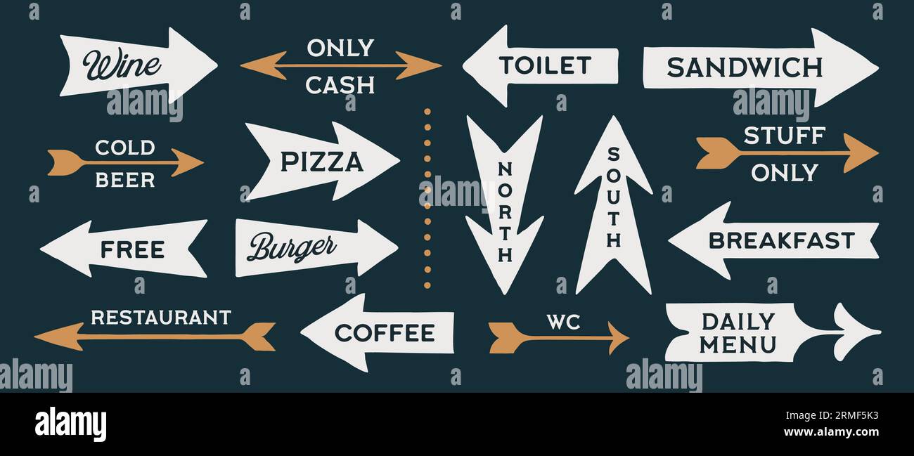 Arrow set icons. Collection vintage sign, symbols and graphic elements ...