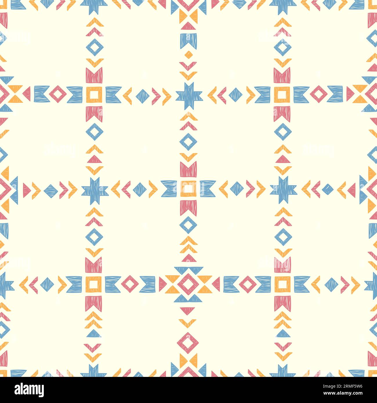 Hand drawn abstract seamless pattern, ethnic background, simple style ...