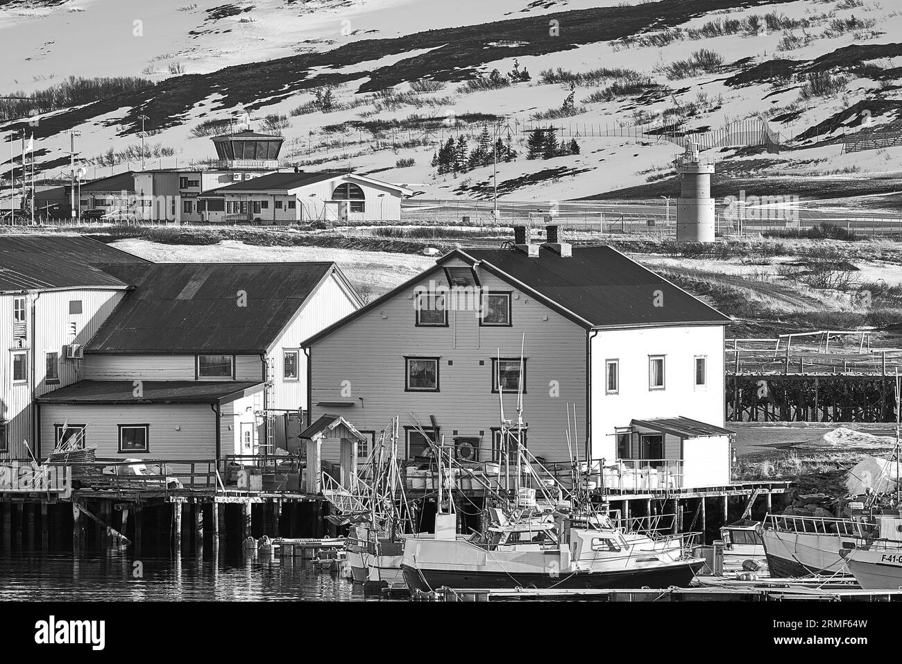 Black And White Photo Of The Small Norwegian Arctic Regional Airport At ...