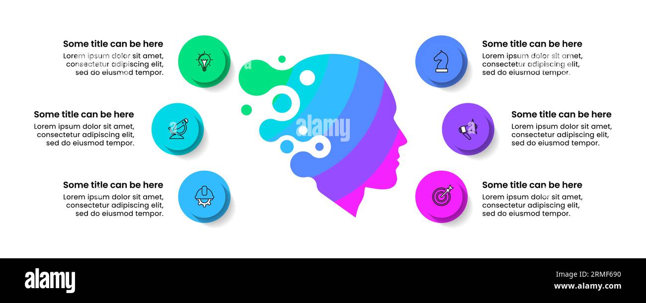 Infographic template with icons and 6 options or steps. Abstract human ...