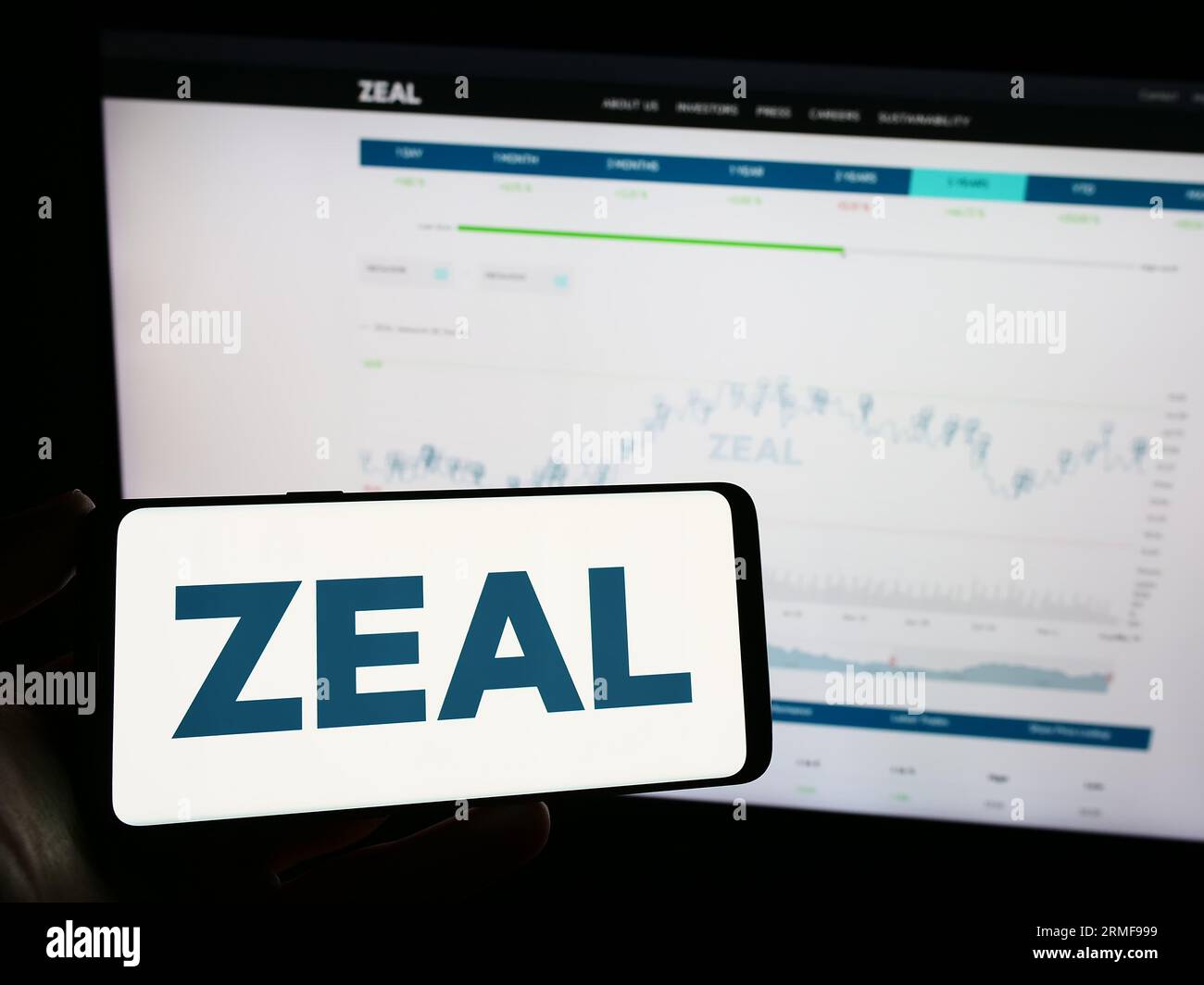 Person holding mobile phone with logo of German lottery company ZEAL ...