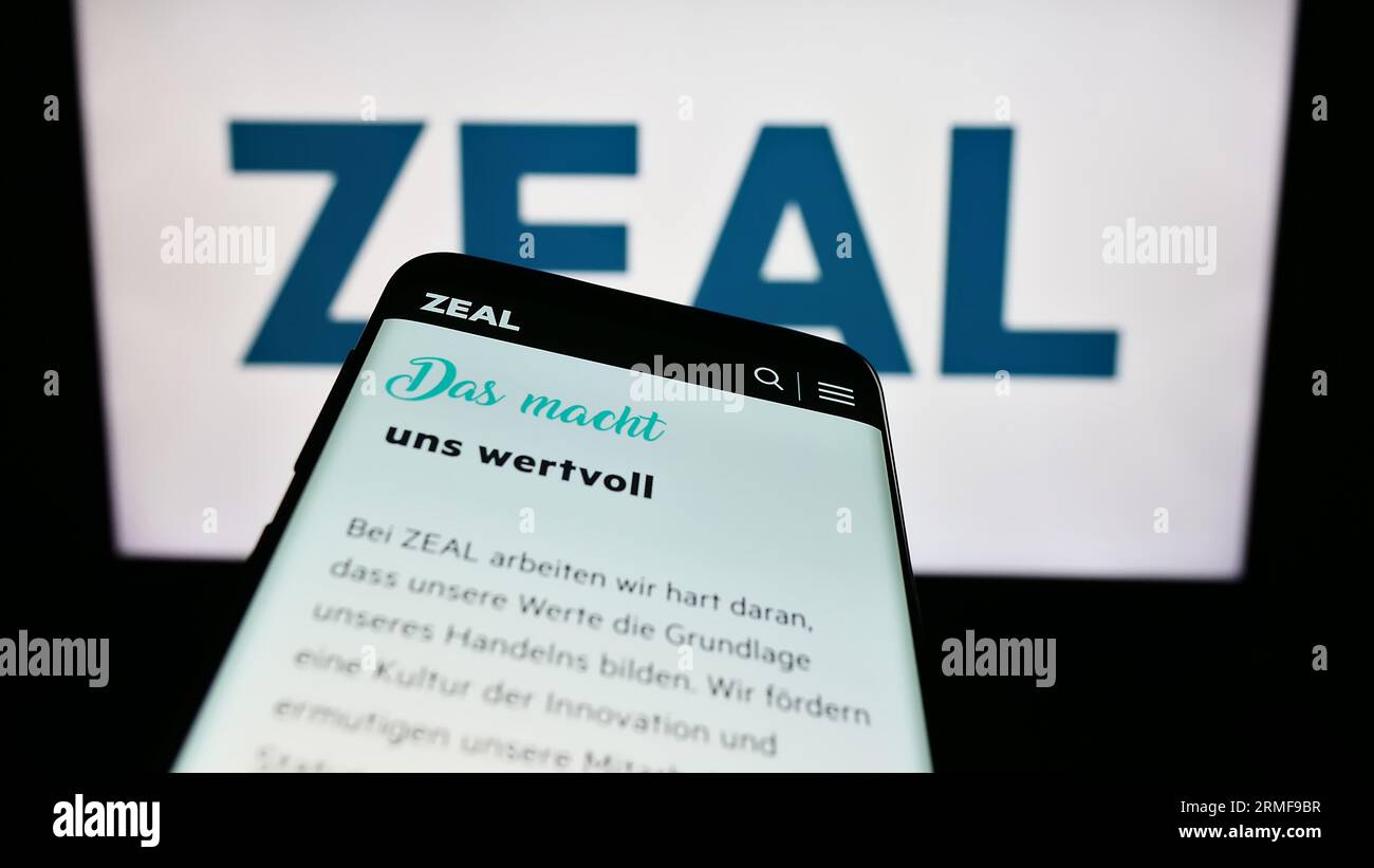 Mobile phone with website of German lottery company ZEAL Network SE on ...