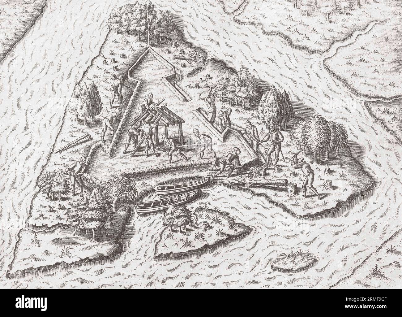 In Florida the French build a fort on a secure triangular shaped island ...